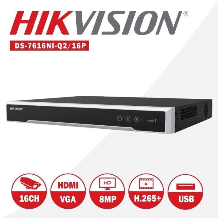 16 Channel Hikvision DS-7616NI-Q2/16P 4K POE NVR - Hikvision 16-ch 1U ...