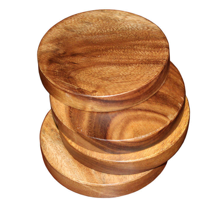 4 PCS Round Flat Wooden Coaster / Riser 1x6x6 inches | Lazada PH