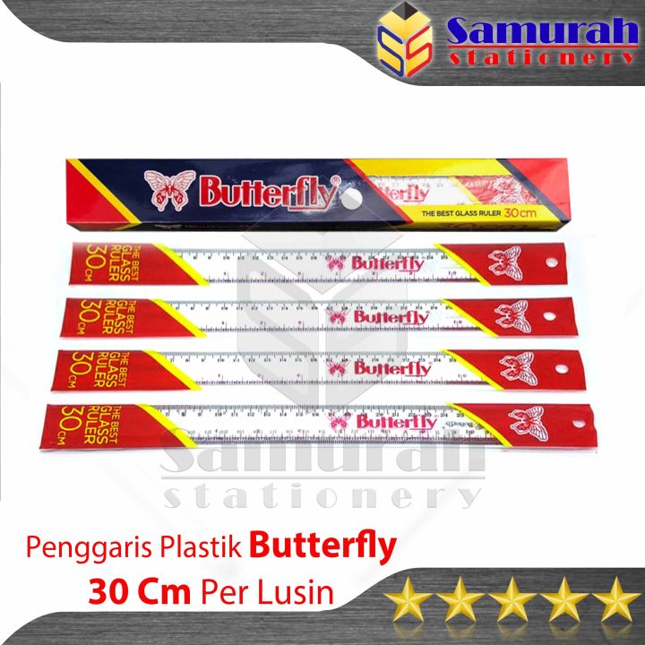 Penggaris Plastik Buterfly 30 cm Per Lusin / Mika Glass Ruller ...