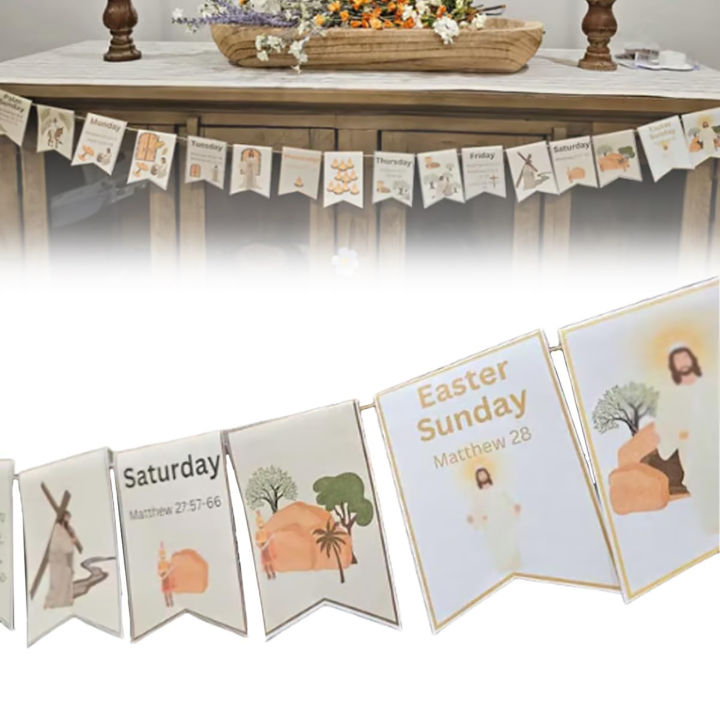 Zhutao Rustic Easter Decor Jesus Christ Banner Religious Easter Story ...