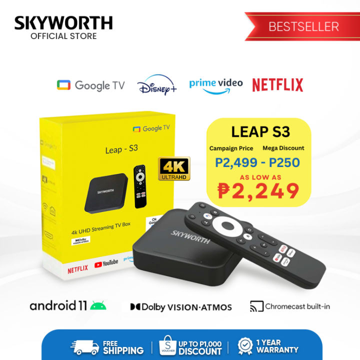 COD SKYWORTH Google TV Box LEAP S3 2G Plus 16G, Google Assistant, 4K ...