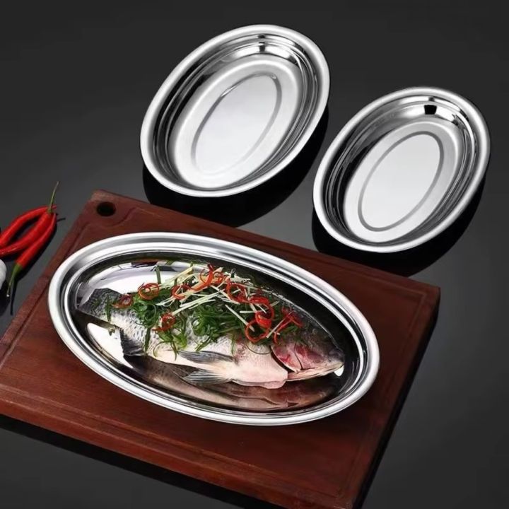 GAOSU ฟองน้ำ จานปลาอบรีด ความจุขนาดใหญ่ ทอง/เงิน จานบาร์บีคิว ครัวเรือน ...