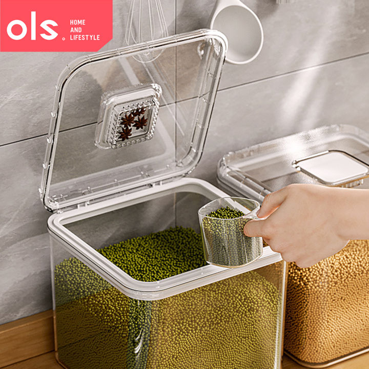OLS Acrylic Large Capacity Airtight Dry Food Container Transparent ...
