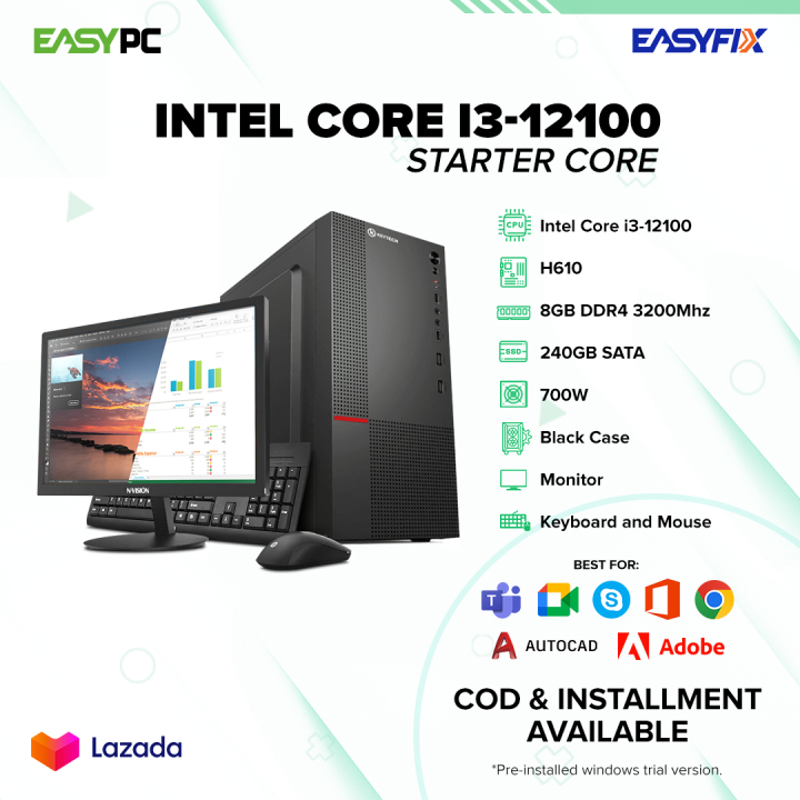EasyPC | Intel Core i3-12100 / H610 / 8GB 3200MHZ / 240GB SATA OR 256GB ... EasyPC | Intel Core i3-12100 / H610 / 8GB 3200MHZ / 240GB SATA OR 256GB ...