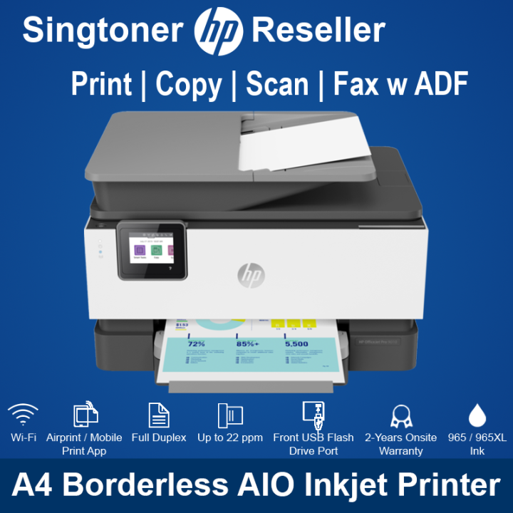 [Singapore Warranty] HP OfficeJet Pro 9010 9010e All-in-One Colour Inkjet Printer Wireless ADF ...