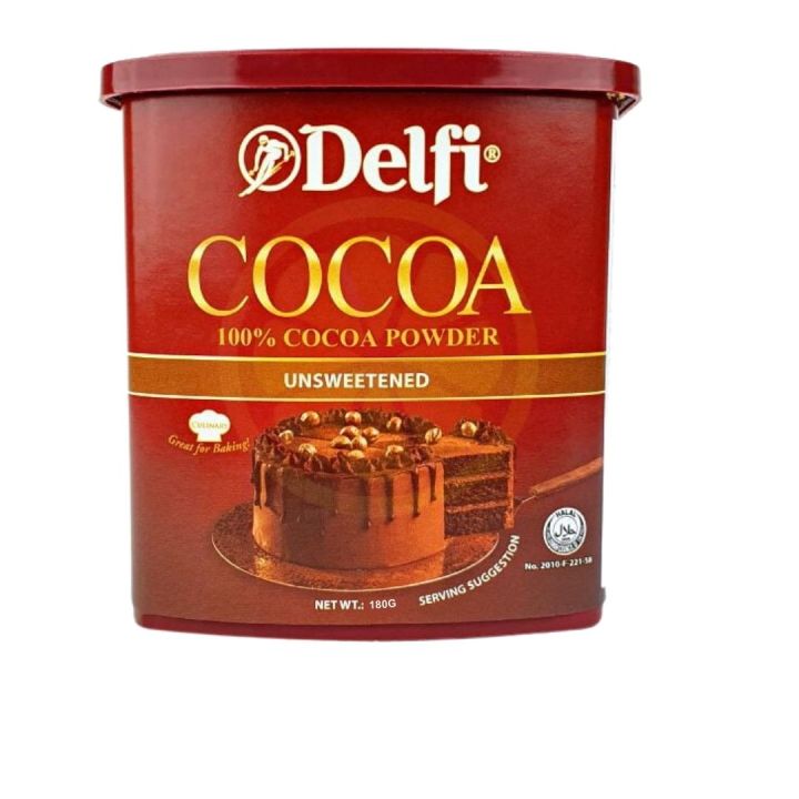 DELFI 100% Natural Cocoa Powder UNSWEETENED 180G [HALAL] Unsweetened ...