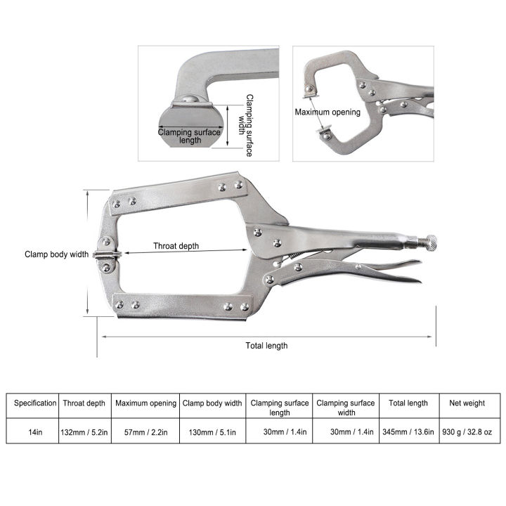 Locking Pliers C-Shaped Locking Pliers 14Inch Fixing Pliers Woodworking ...