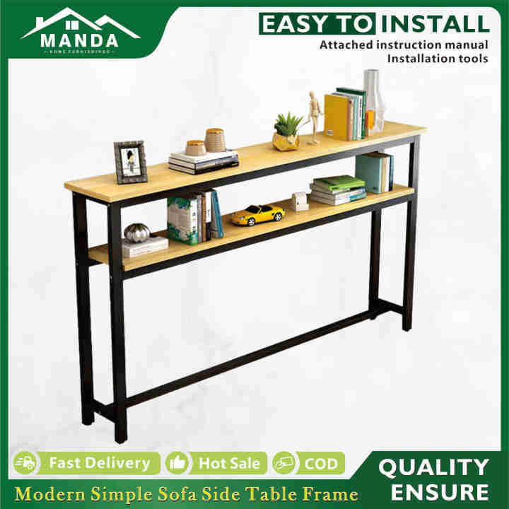 MANDA Nordic Sofa Side Table Wooden Narrow Table Multi-layer Storage ...