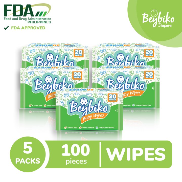 Beybiko Baby Wipes 20 sheets X 5 Pack | Lazada PH