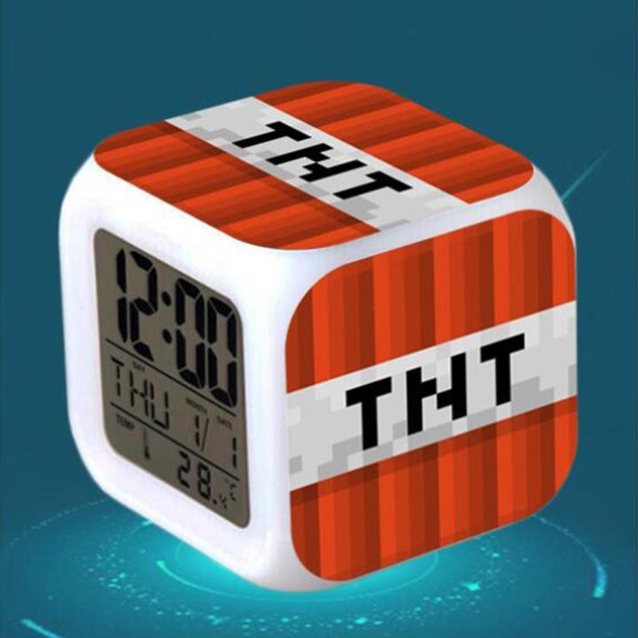 The North Star Minecraft Alarm Clock with LED Light Game Action Toy ...