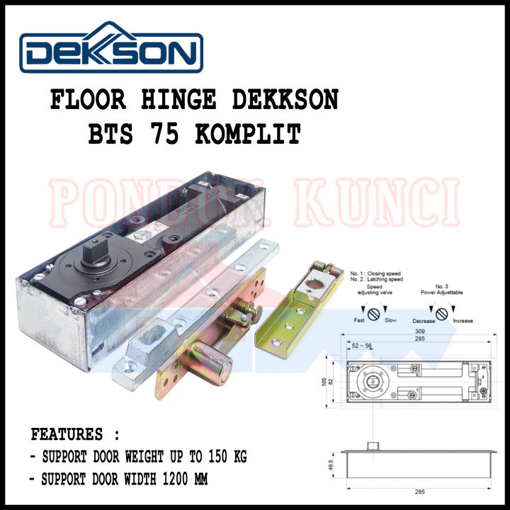 Floor Hinge Dekson BTS 75 Komplit Engsel Tanam Floor Spring Dekkson FH ...