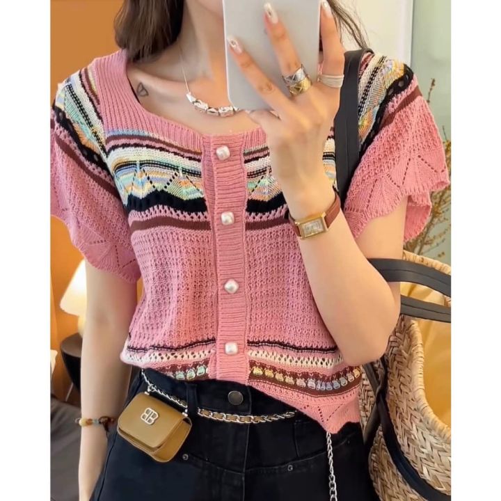 Knitted Top Blouse Women Tops Ladies Fashion Clothing Bkk Trends ...