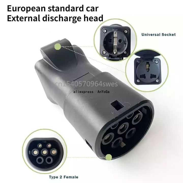 Electric Car Side Discharge Plug EV Type 2 16A female socket to Shuker ...