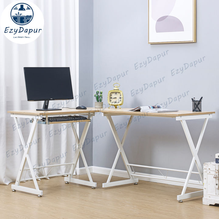 EZYD Modern L Shape Computer Desk Home Office Wooden Study Table ...