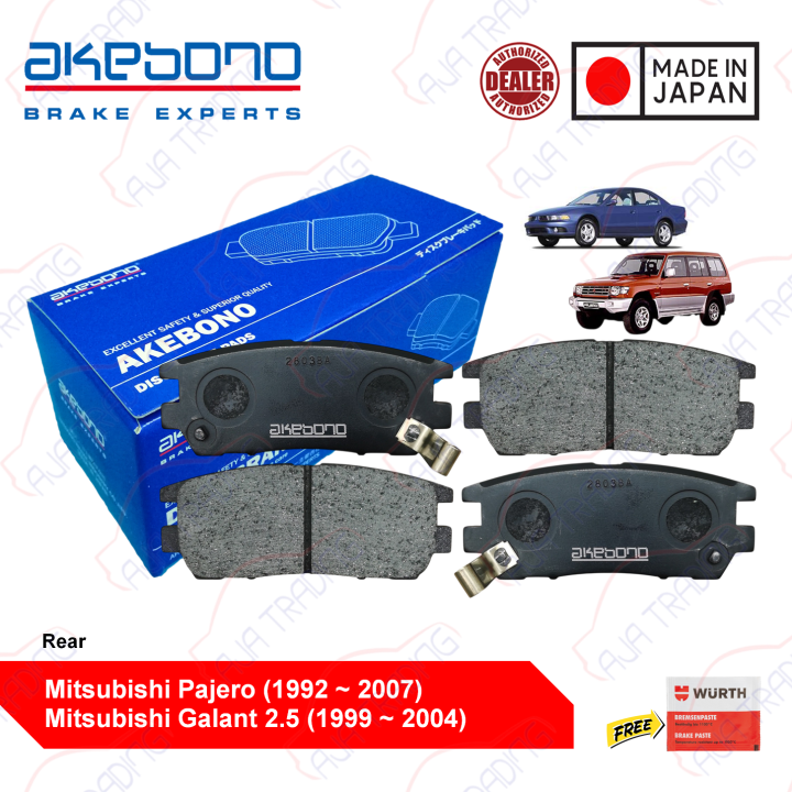 Genuine Akebono Rear Brake Pads for Mitsubishi Pajero (1992 - 2007 ...
