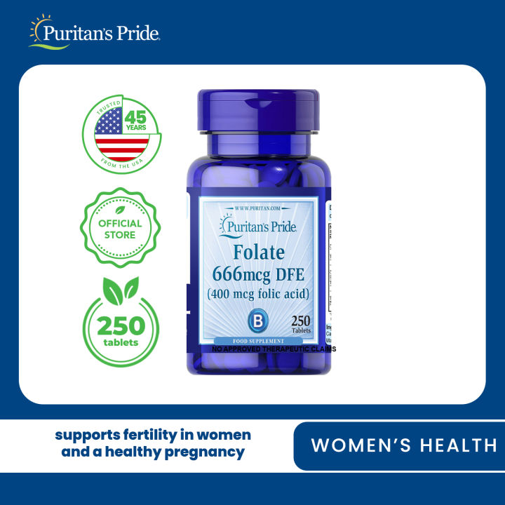 Folic Acid 400mcg 250 tablets Fertility Pregnancy Puritan's Pride ...