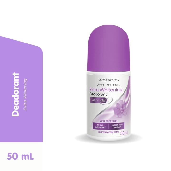 WATSONS LOVE MY SKIN Extra Whitening Deodorant Roll-On White Musk Scent ...