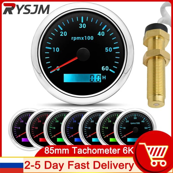 【Free Returns】 Hd 6k 85mm Tachometer Sensor Rpm Gauge Rev Counter 6000 ...