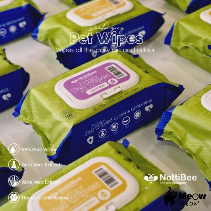 Nottibee Deodorizing Pet Wet Wipes Wet Tissue For Cats & Dogs -100pcs ...