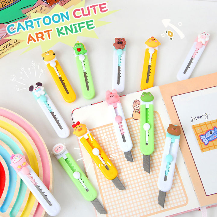 🔥chageey👍 Mini Cute Art Knife Cartoon Utility Retractable Cutter ...