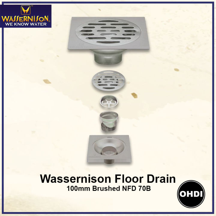 WASSERNISON Heavy Duty Stainless Steel Floor Drain 100mm - Brushed NFD ...