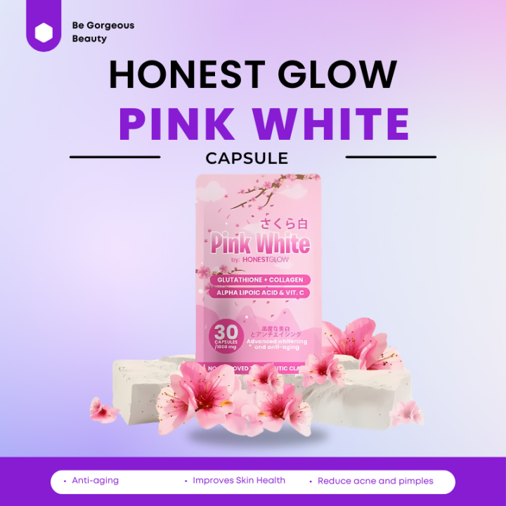 Honest Glow PINK WHITE Glutathione + Collagen 30 Capsules | Lazada PH