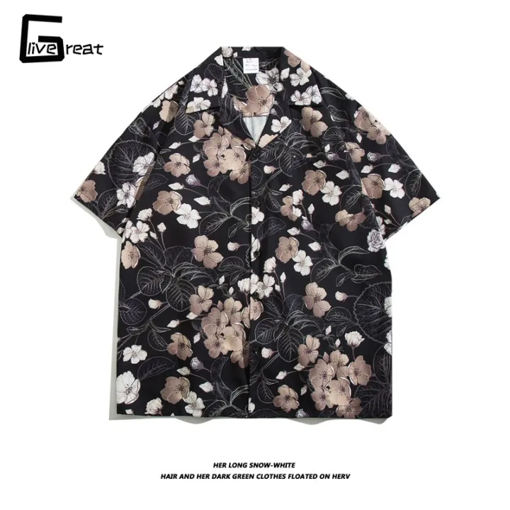 LIVE GREAT |พิมพ์ลายเสื้อเสื้อเชิ้ตผู้ชายแขนสั้นสำหรับทั้งหญิงและชาย ...