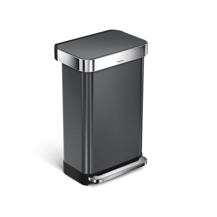 Simplehuman CW2053 45L Stainless Steel Liner Rim Rectangular Step Can ...
