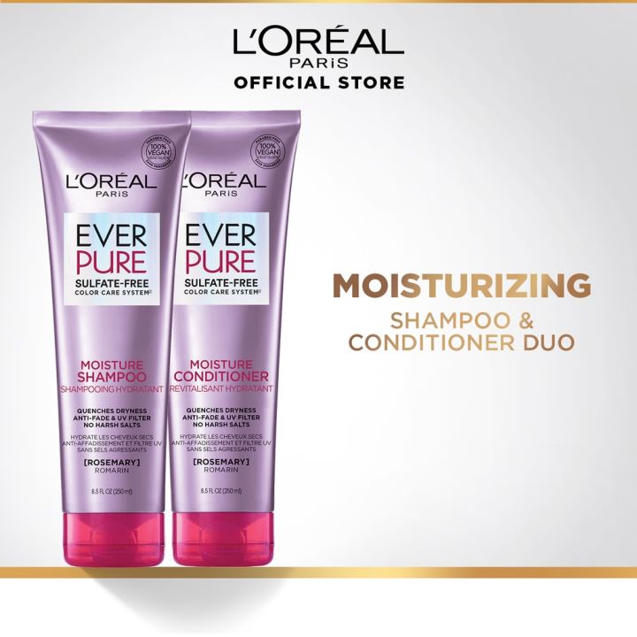 LOreal Paris Ever Pure Moisture Shampoo and Conditioner Set (250mL ...