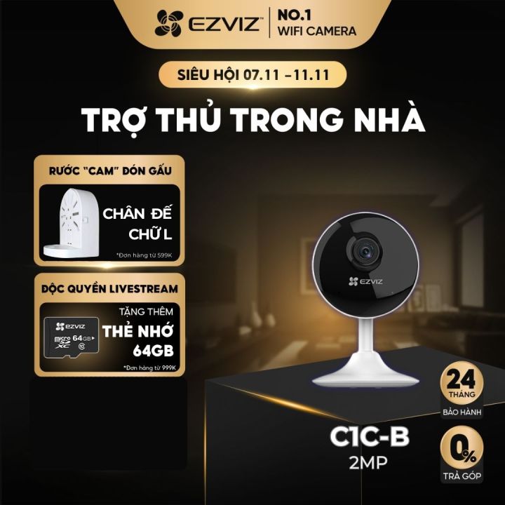 Camera Wifi Mini Trong Nhà EZVIZ C1C-B 1080p,Sạc Type-C, Đàm Thoại 2 ...