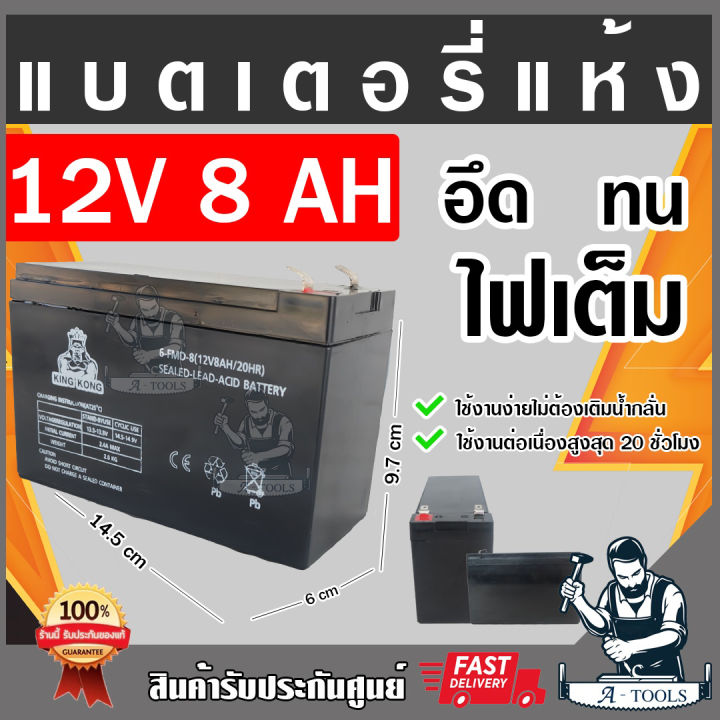 แบตเตอรี่แห้ง 12V 8Ah ใช้กับเครื่องพ่นยา เครื่องฉีดยา แบตเตอรี่ เครื่องสำรองไฟ UPS 6-DFM-8 ...