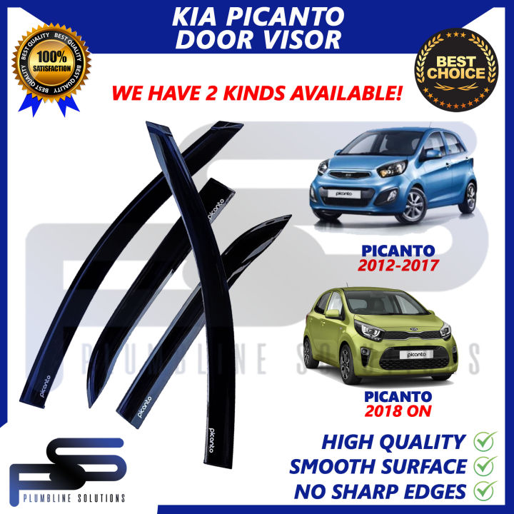 Window Door Visor for Kia Picanto 2012 2013 2014 2015 2016 2017 2018 ...