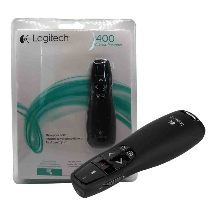 Logitech [R400] Wireless Presenter Red laser pointer 15m Range (Simple set up, easy to pack up ...