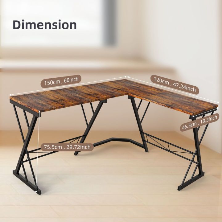 Corner Table 150*120cm Cheap L Shape Desk for Three Monitors Brown ...