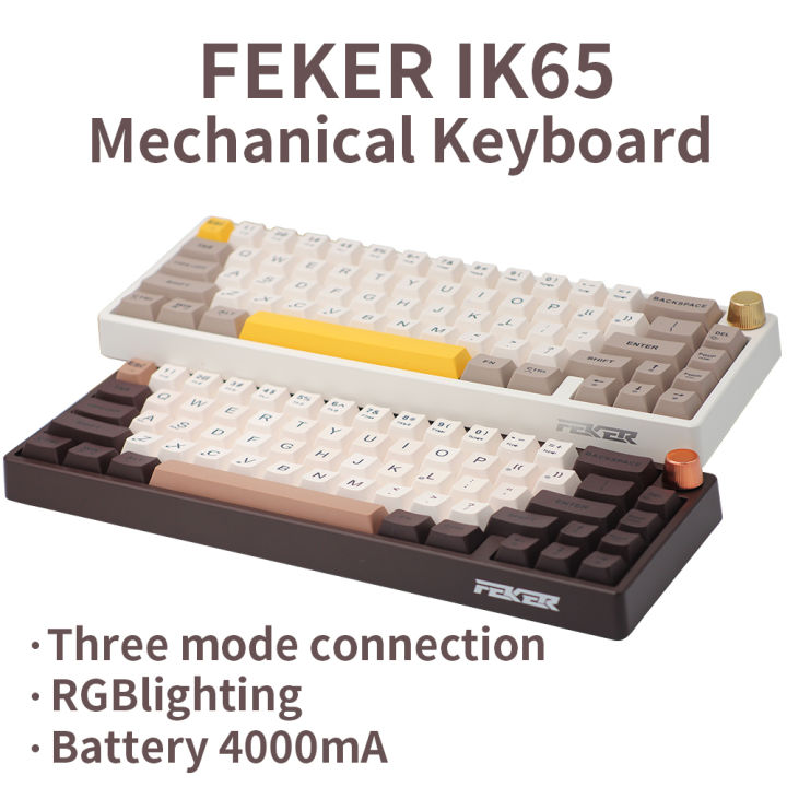 FEKER IK65 Wireless Bluetooth 2.4G Mechanical Keyboard Hot Swap Plug ...