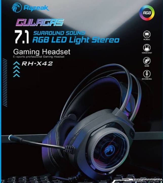 หูฟังเกมมิ่ง 🎏 Razeak RH-X42 GUJLAGAS 7.1 SURROUND SOUND LED LIGHT ...
