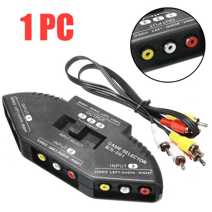 3-Way Audio Video AV RCA Switcher Selector Box Composite Splitter With ... 3-Way Audio Video AV RCA Switcher Selector Box Composite Splitter With ...