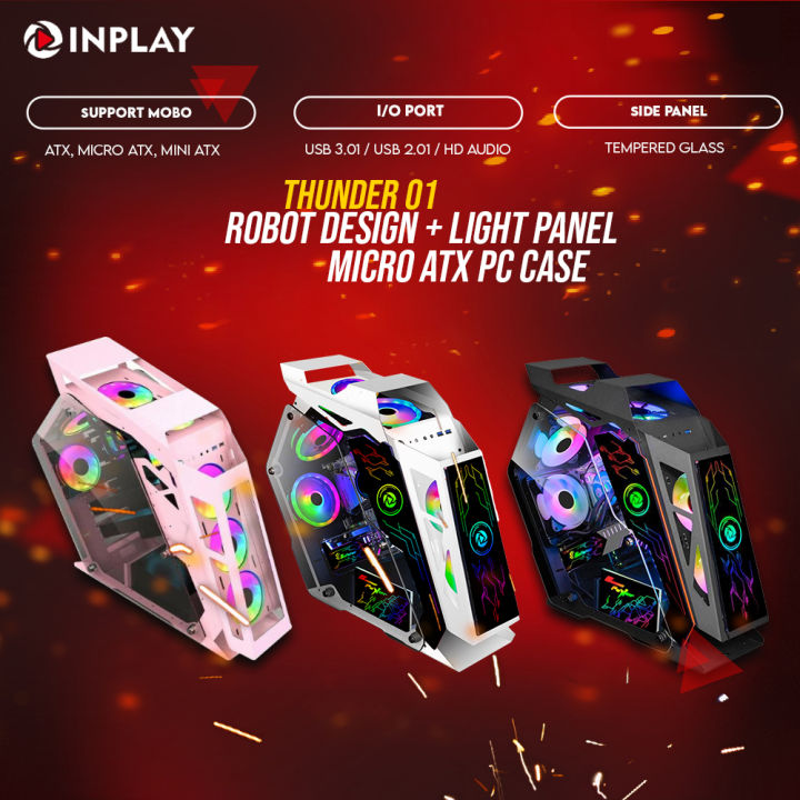 Inplay Thunder 01 | White | White Robot Design Mcro ATX Case + Light ...