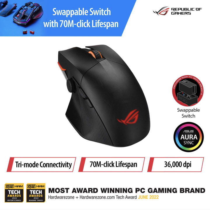 ROG Chakram X wireless RGB gaming mouse - 36,000 dpi ROG AimPoint ...