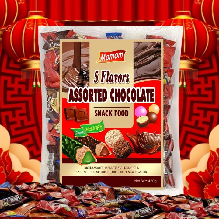 Momom Assorted Chocolate and Candies 5 Flavors Snack Dessert, chocolate ...