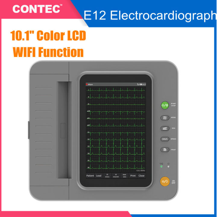 CONTEC E12 New ECG Machine Digital 12 Channel 12 Lead EKG Electrocardiograph, Interpretor,Touch ...