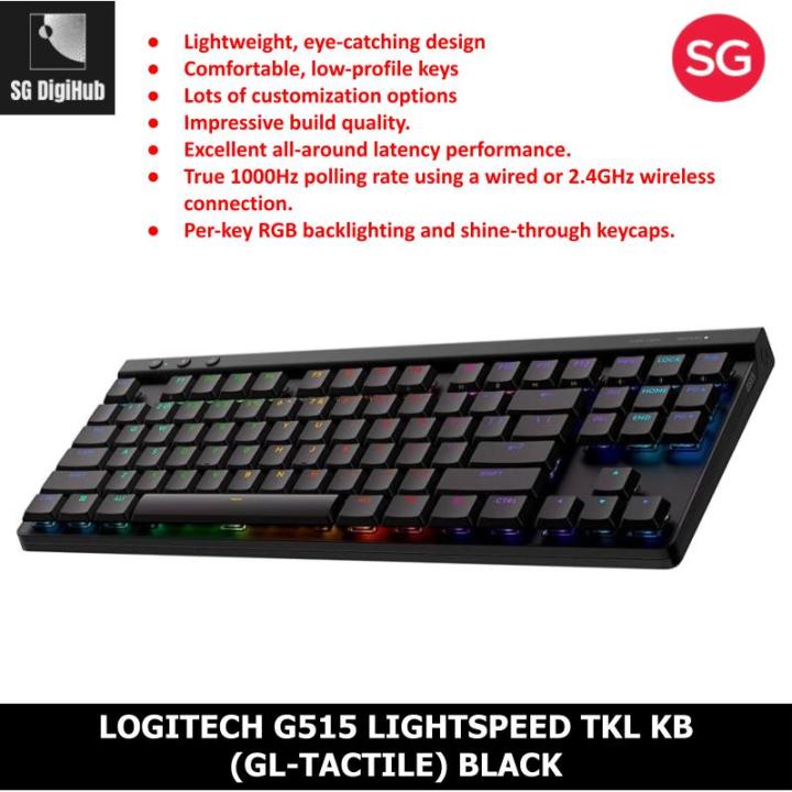 Logitech G515 Lightspeed Bluetooth Wireless TKL Low Profile Gaming ...
