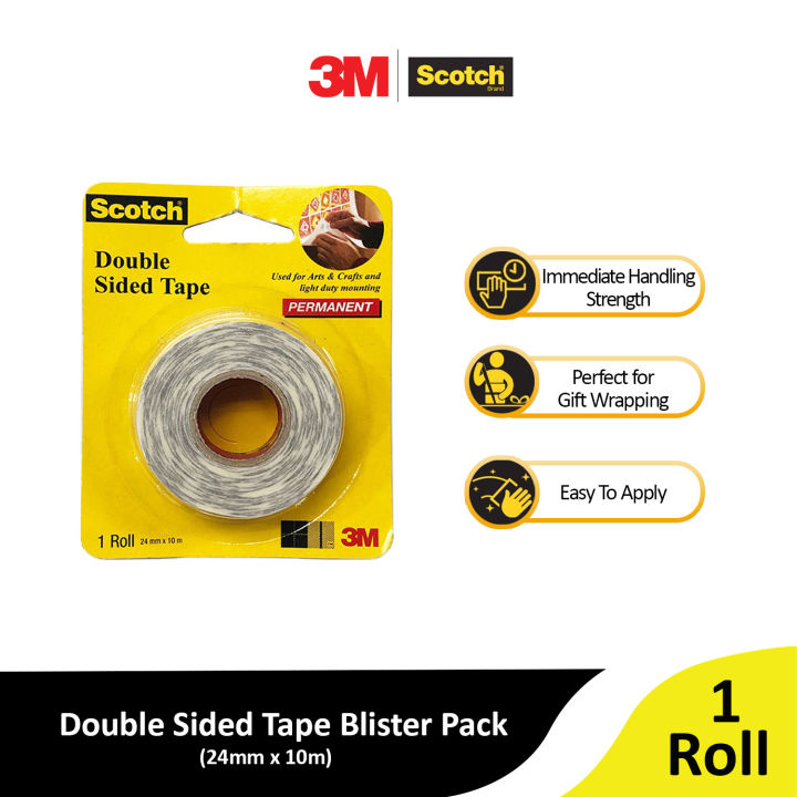 3M Scotch Double Sided Tape Blister Pack 9075 24mmx10m MSDS2410 | Lazada PH