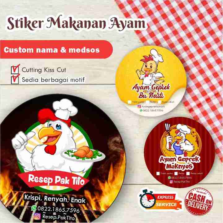 Stiker Cromo bulat / Stiker makanan ayam / Label Makanan / Label ...