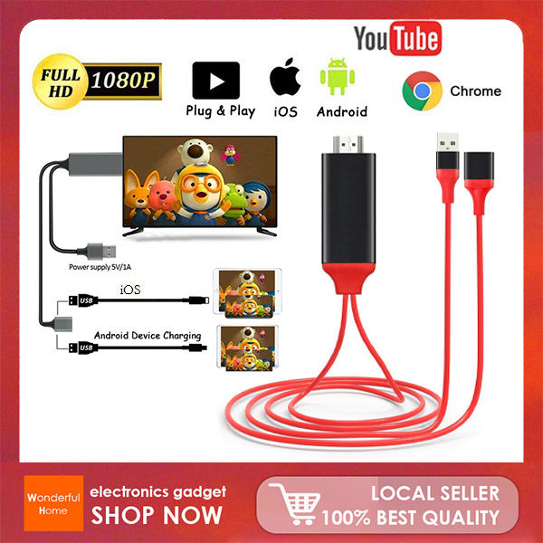 【Phone to TV 】3 IN 1 Universal HDMI Mirroring Cable TV HD 1080P Ultra ...