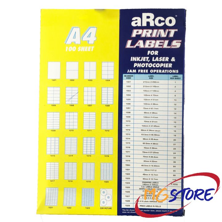A4 Arco Print Label for Inkjet, Laser and Photocopier (100 sheets) | Lazada