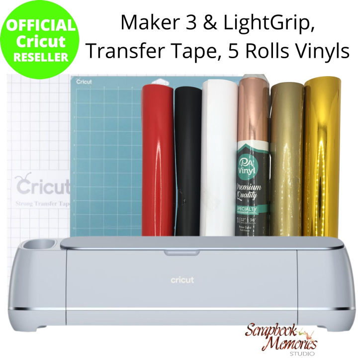 Cricut Maker 3 Vinyls Bundle 8 - LightGrip Mat, Transfer Tape & 5 Rolls ...