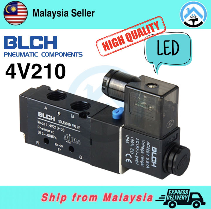 4V210-08 (1/4") 5 Way 2 Position, Pneumatic Control Solenoid Air ...