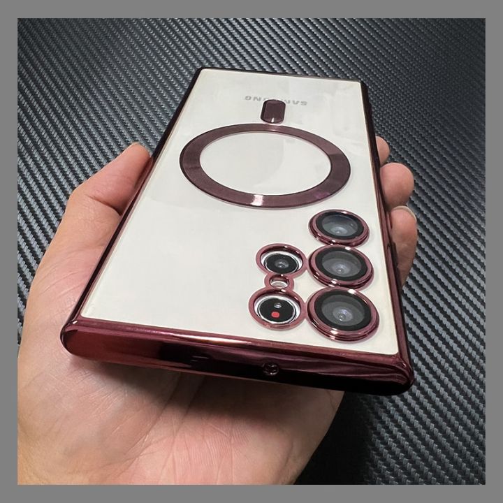 Luxury Magsafe Transparent Soft Silicone Case For Samsung Galaxy S22 Ultra S21 Plus Plating ...