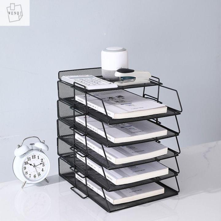 WENQI File Organizer Stackable File Rack Desktop Organizer Papers Rack ...